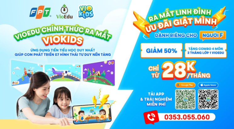 VioEdu ra mắt VioKids - nền tảng tiền tiểu học toàn diện ứng dụng AI, ưu đãi 50% cho người FPT