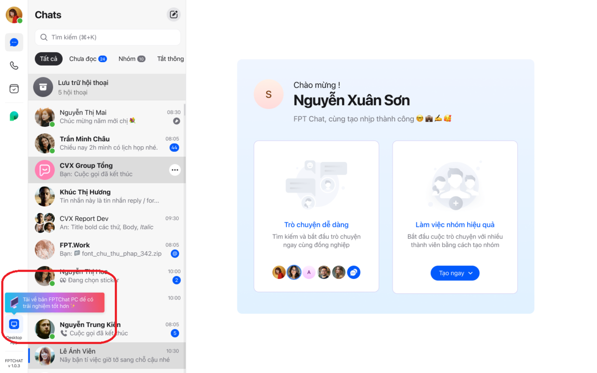 FPT Chat: Cải thiện nhiều tính năng quan trọng, bổ sung phiên bản ...